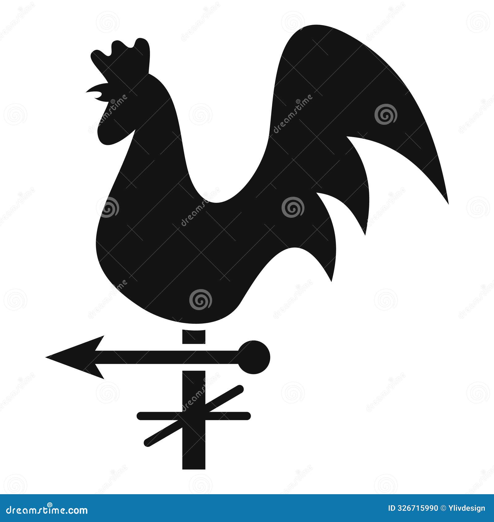 Black Rooster Weather Vane Showing Wind Direction Stock Vector ...