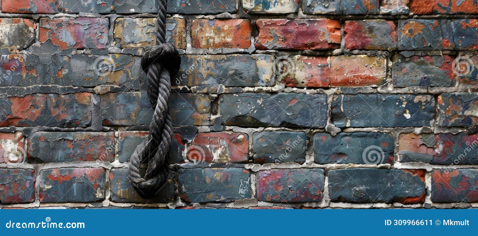 Rope Hanging on Brick Wall stock image. Image of exterior - 309966611