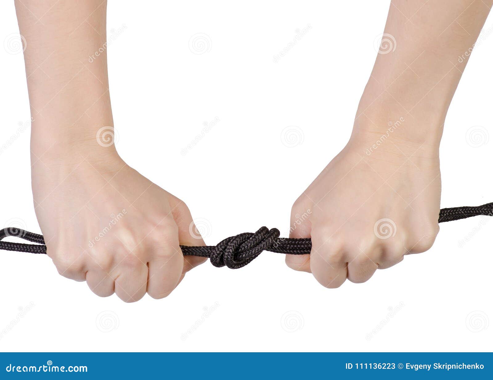 Black rope knot in hands stock image. Image of risk - 111136223