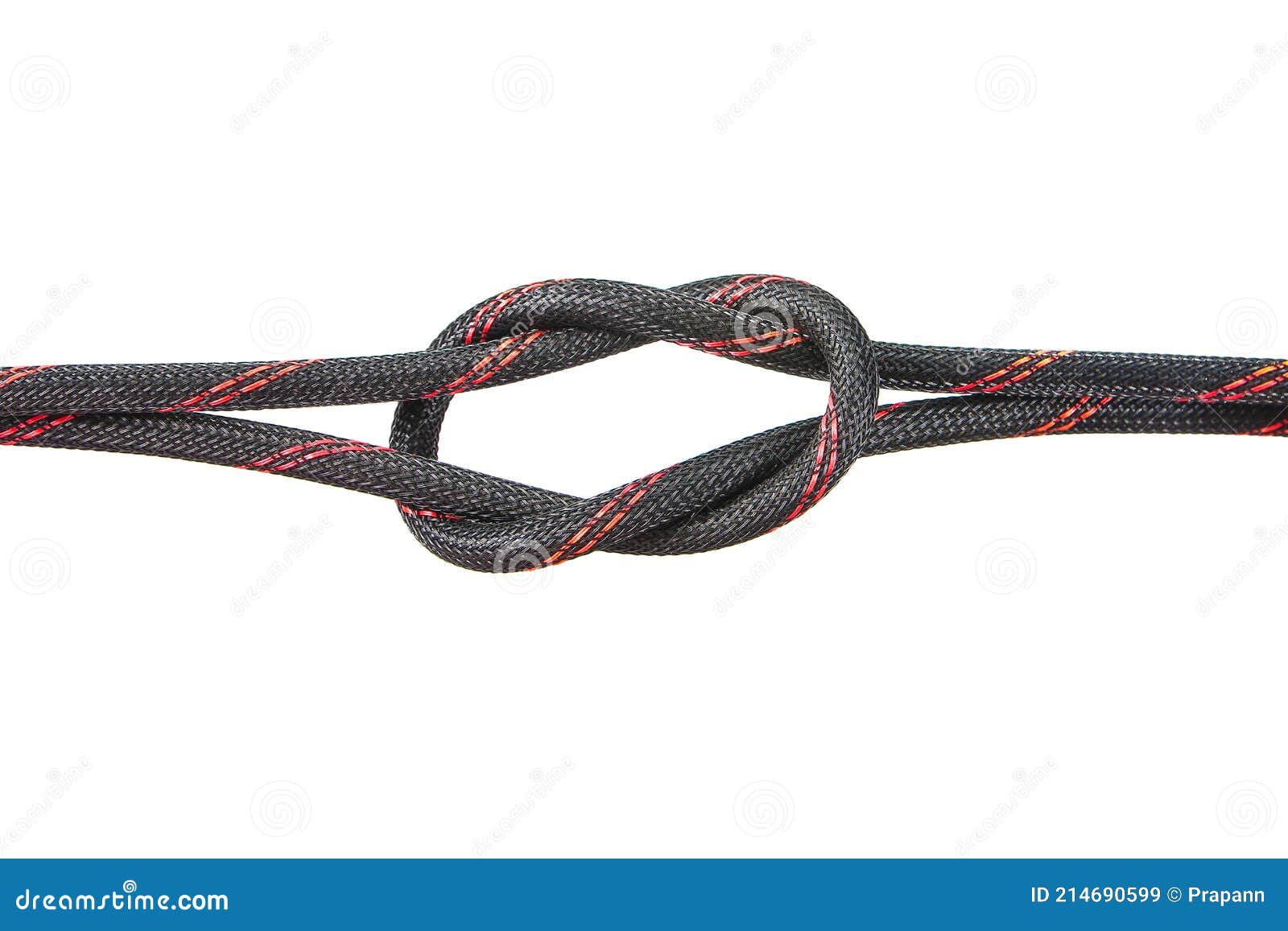 Black Rope with Knots Isolated on White Background Stock Image - Image ...