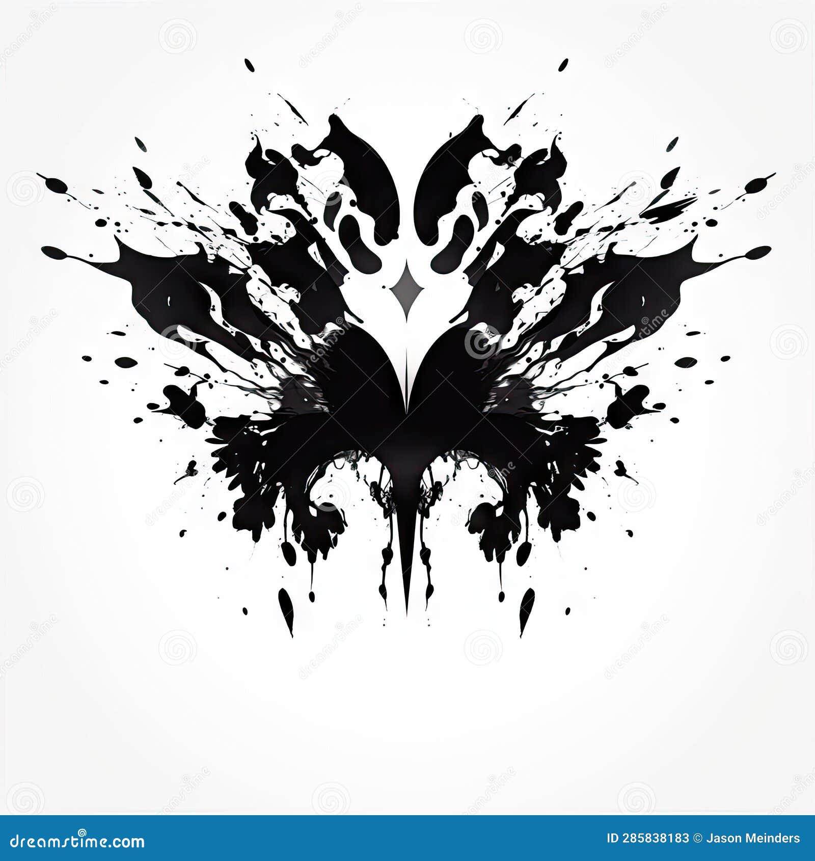Black Rorschach Inkblot with Interesting Shape on a White Background ...