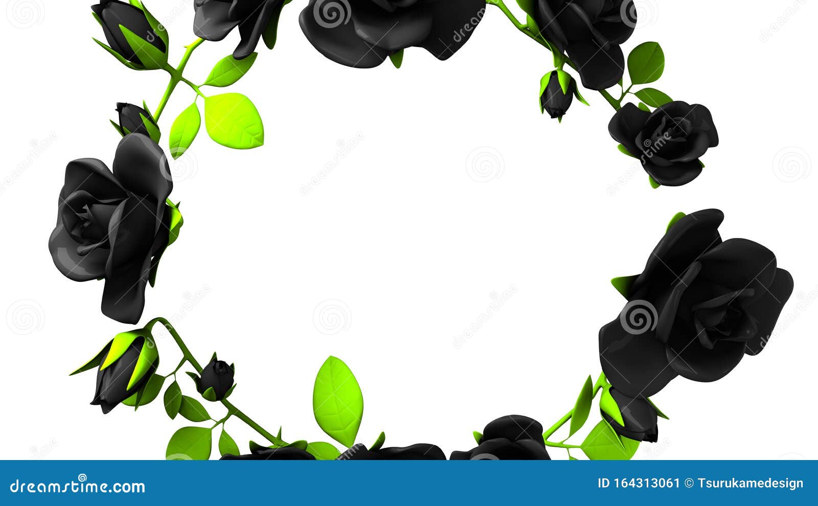 Black Roses Frame on White Text Space Stock Illustration - Illustration ...
