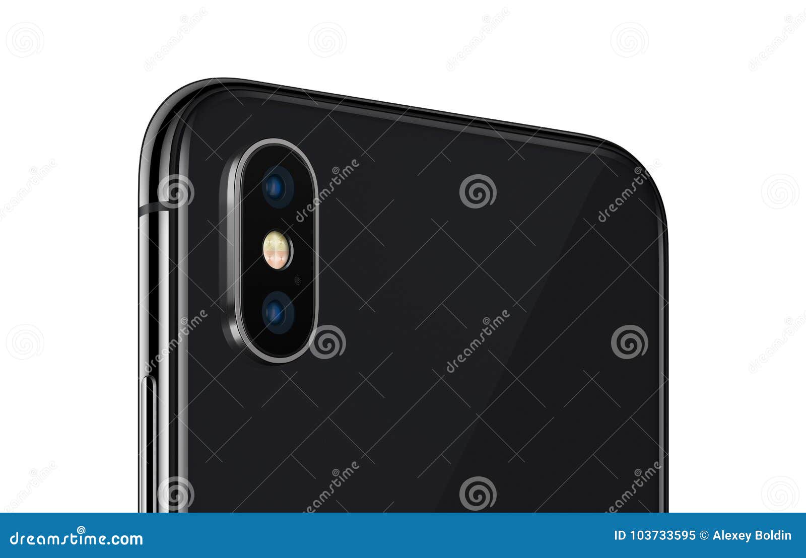Black Rotated Smartphone Similar To IPhone X Back Side Close Up with ...