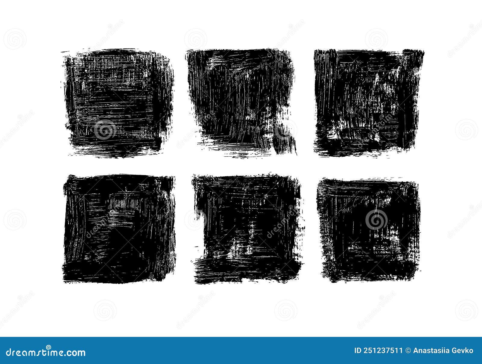 Black Rough Edge Squares Hand Drawn Collection. Stock Vector ...