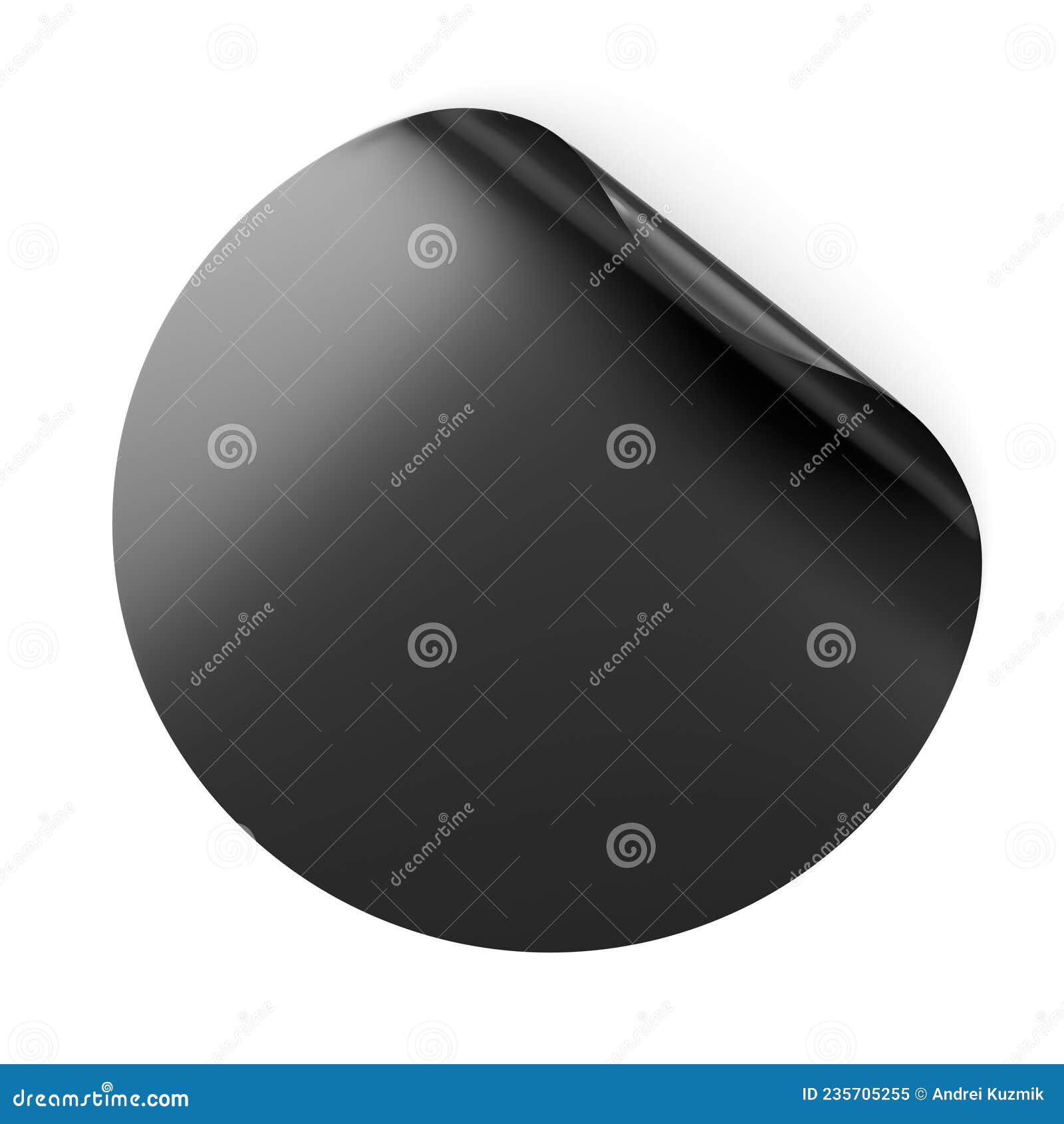 Black Round Adhesive Sticker with Curved Corner. 3D Rendering Stock ...
