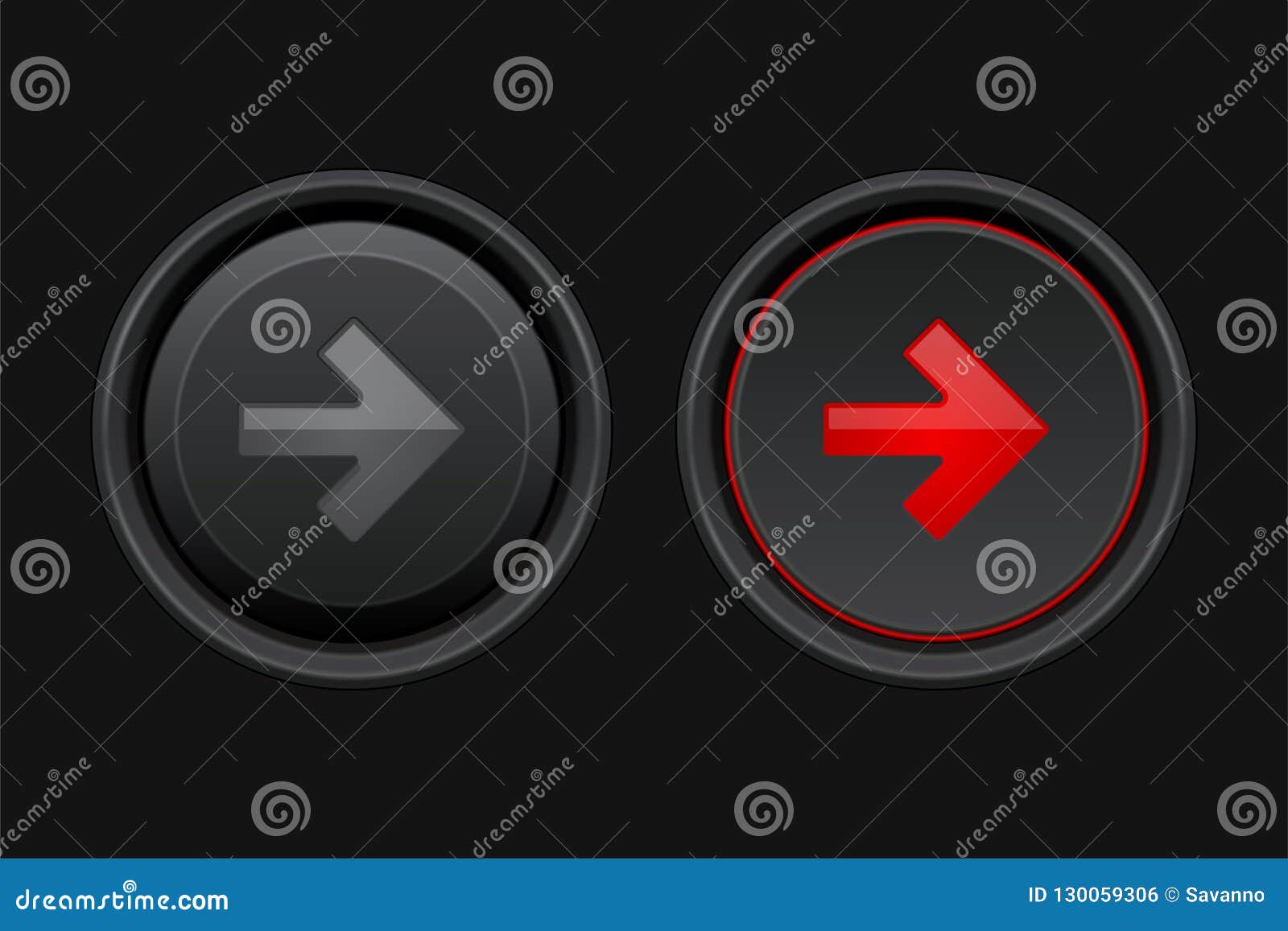Black Round Buttons. Red Arrow As Next Symbol Stock Vector ...