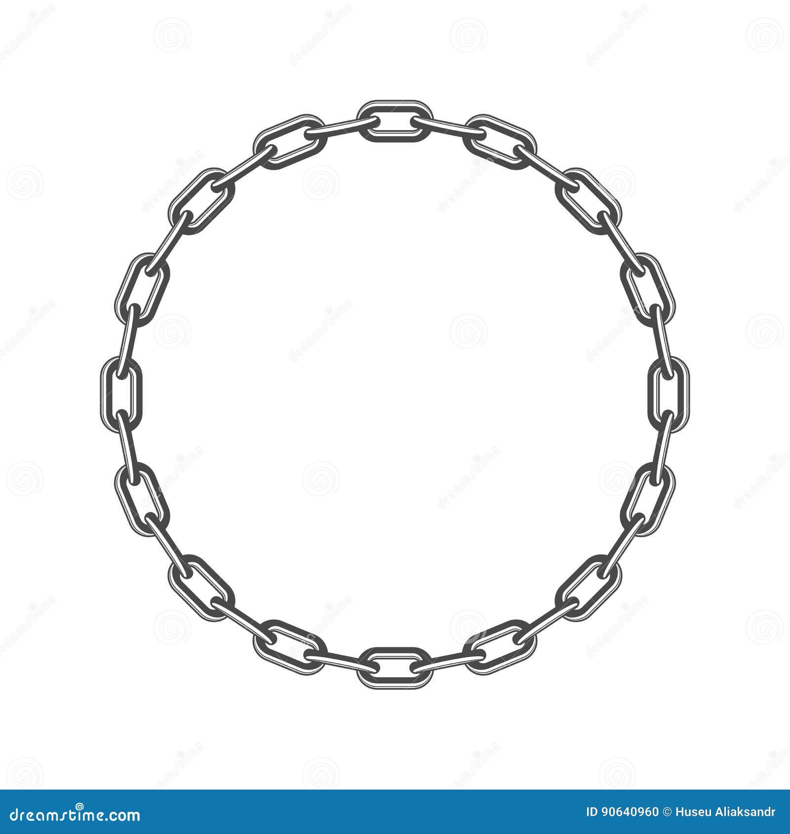 Round Chain Links Isolated On A White Background. 3d Rendering Stock ...