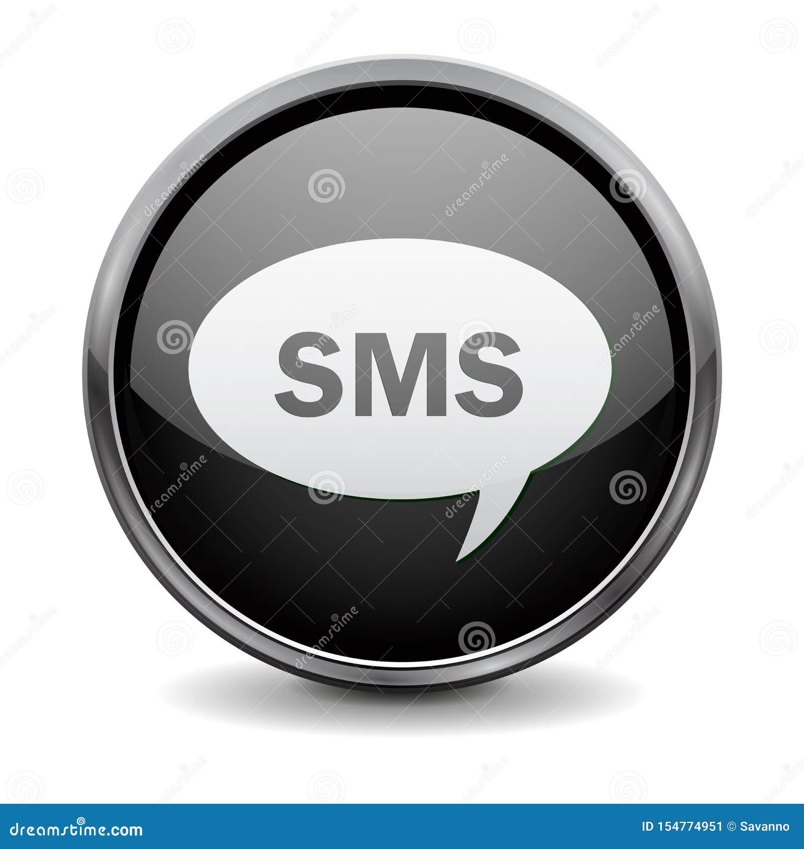 Black Round 3d Button. Sms Text Message Sign Stock Vector ...