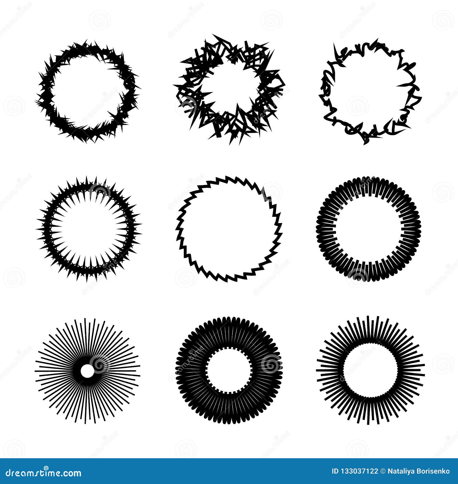 Black Round Decorative Border Frames on White Background. for C Stock ...