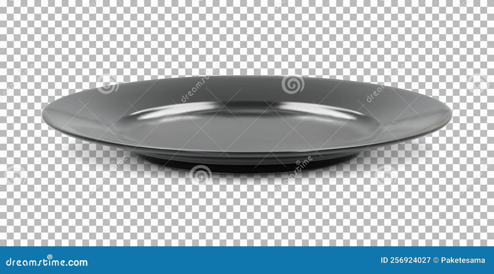 Black Round Empty Plate Side View with Transparent Shadow Stock Vector ...