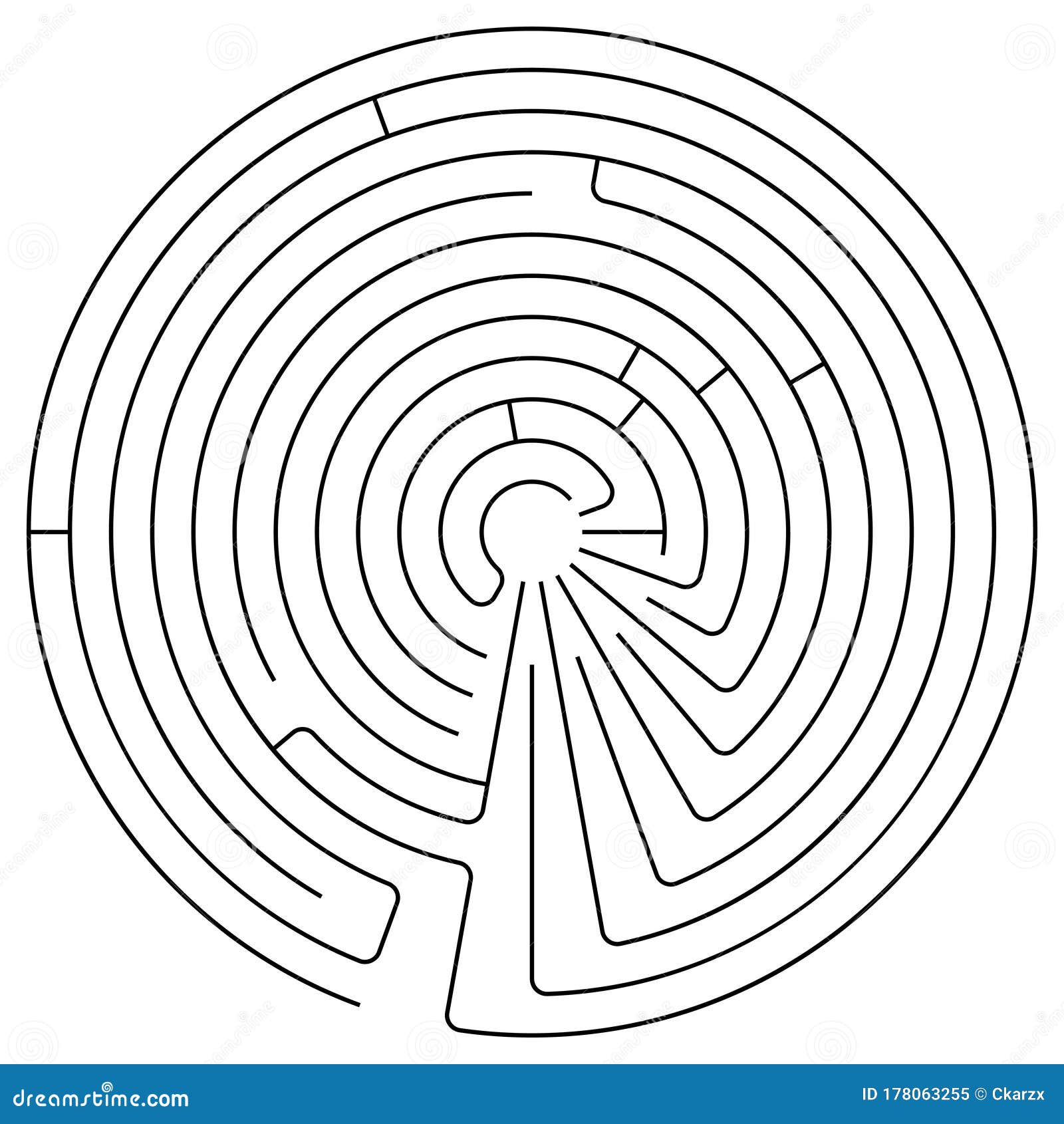 Black round maze stock vector. Illustration of maze - 178063255