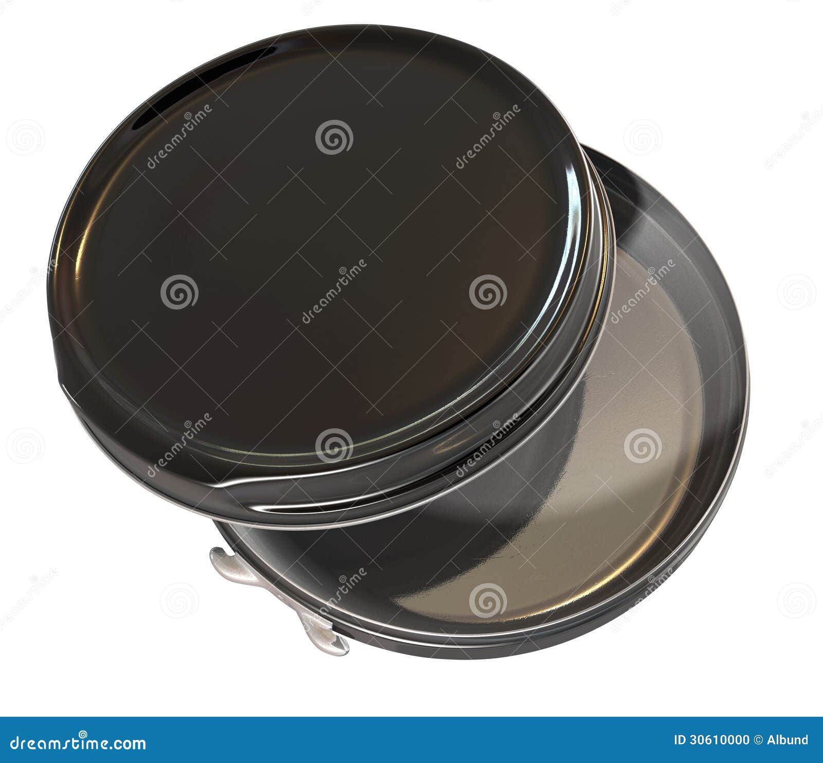 Black Round Metal Tin Open stock illustration. Illustration of ...