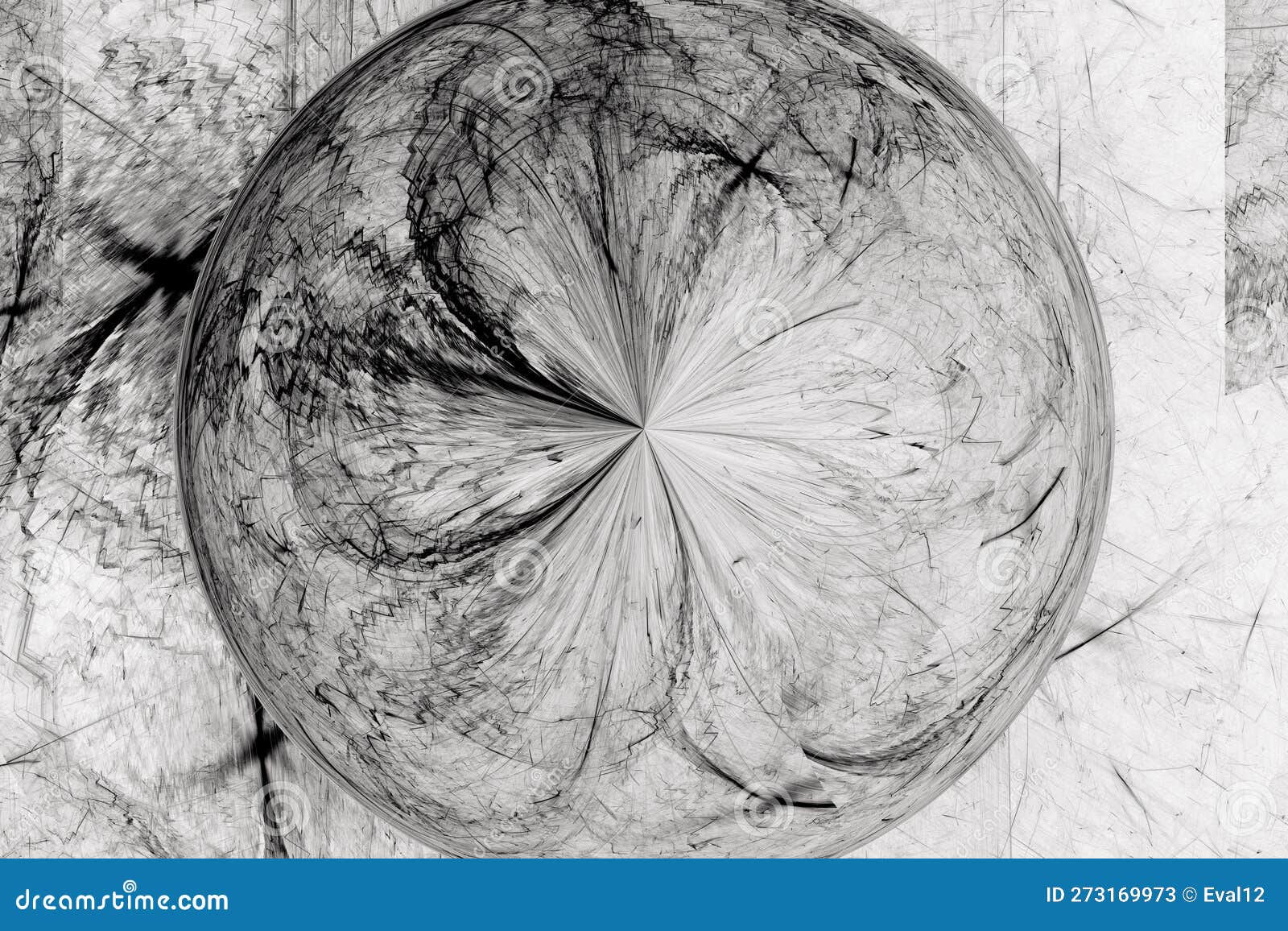 Black Round Pattern of Crooked Waves on a White Background. Stock ...