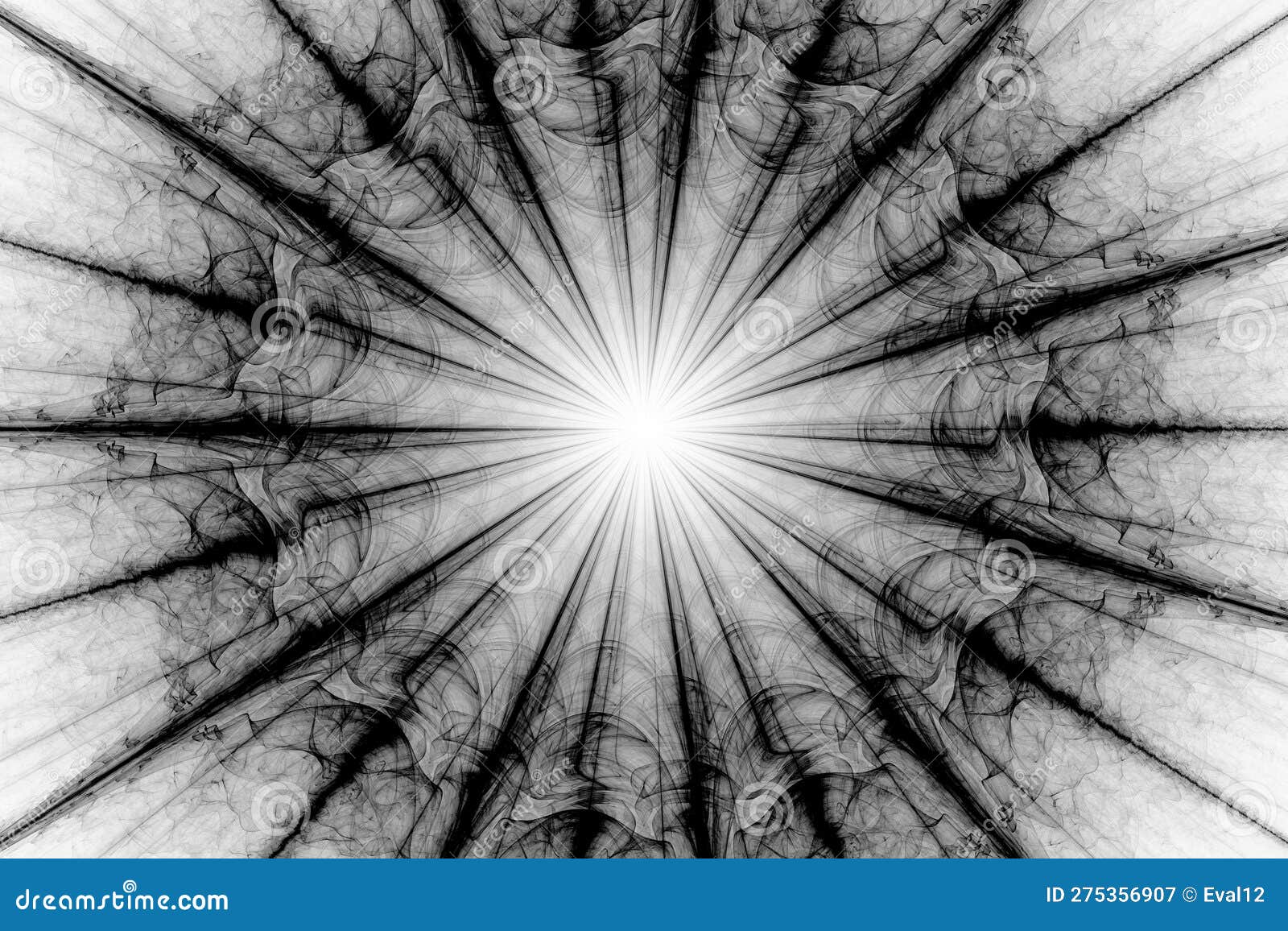 Black Round Pattern of Curved Waves and Rays on a White Background ...