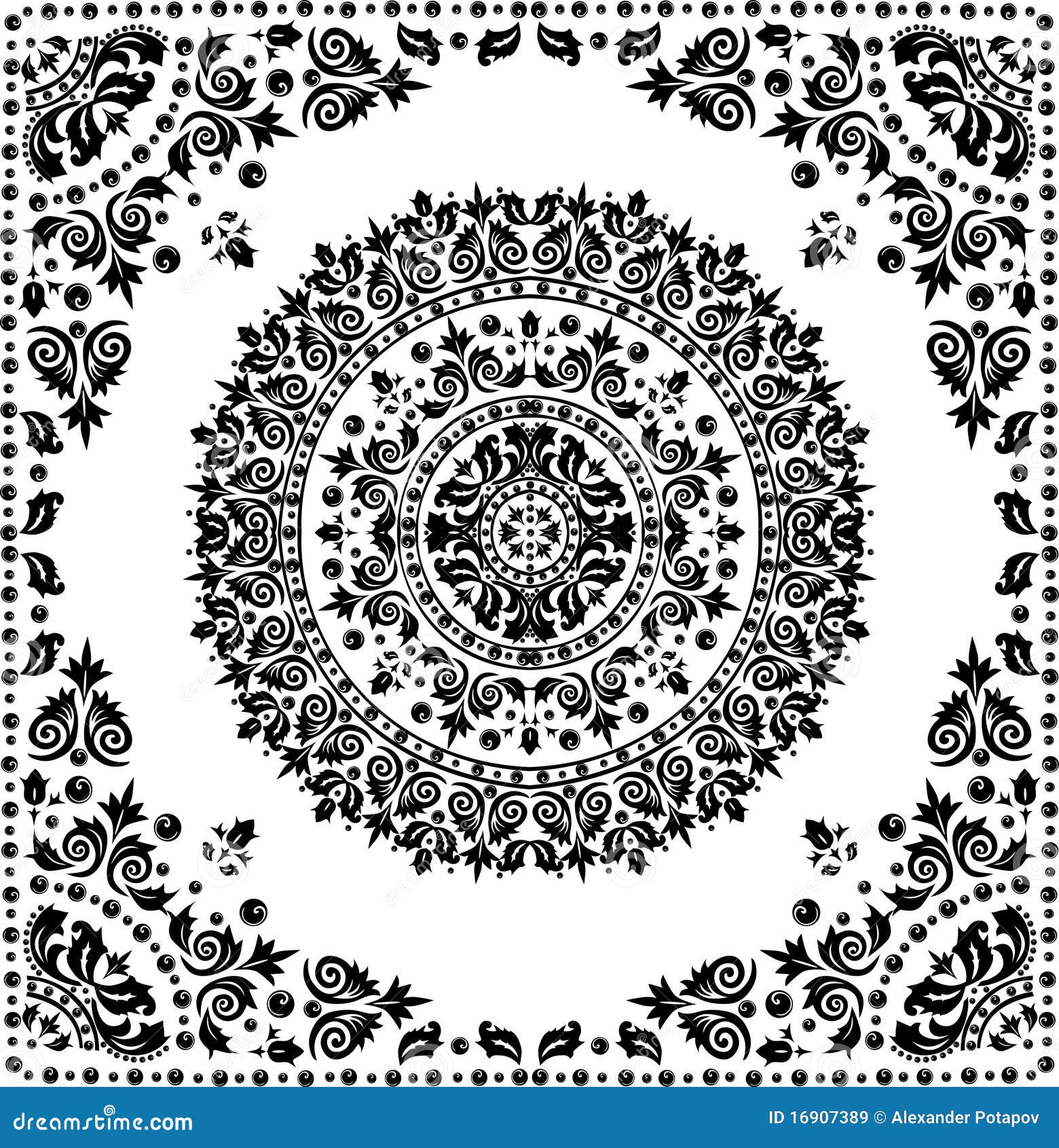 Black Round Pattern Frame Stock Illustrations – 49,708 Black Round ...