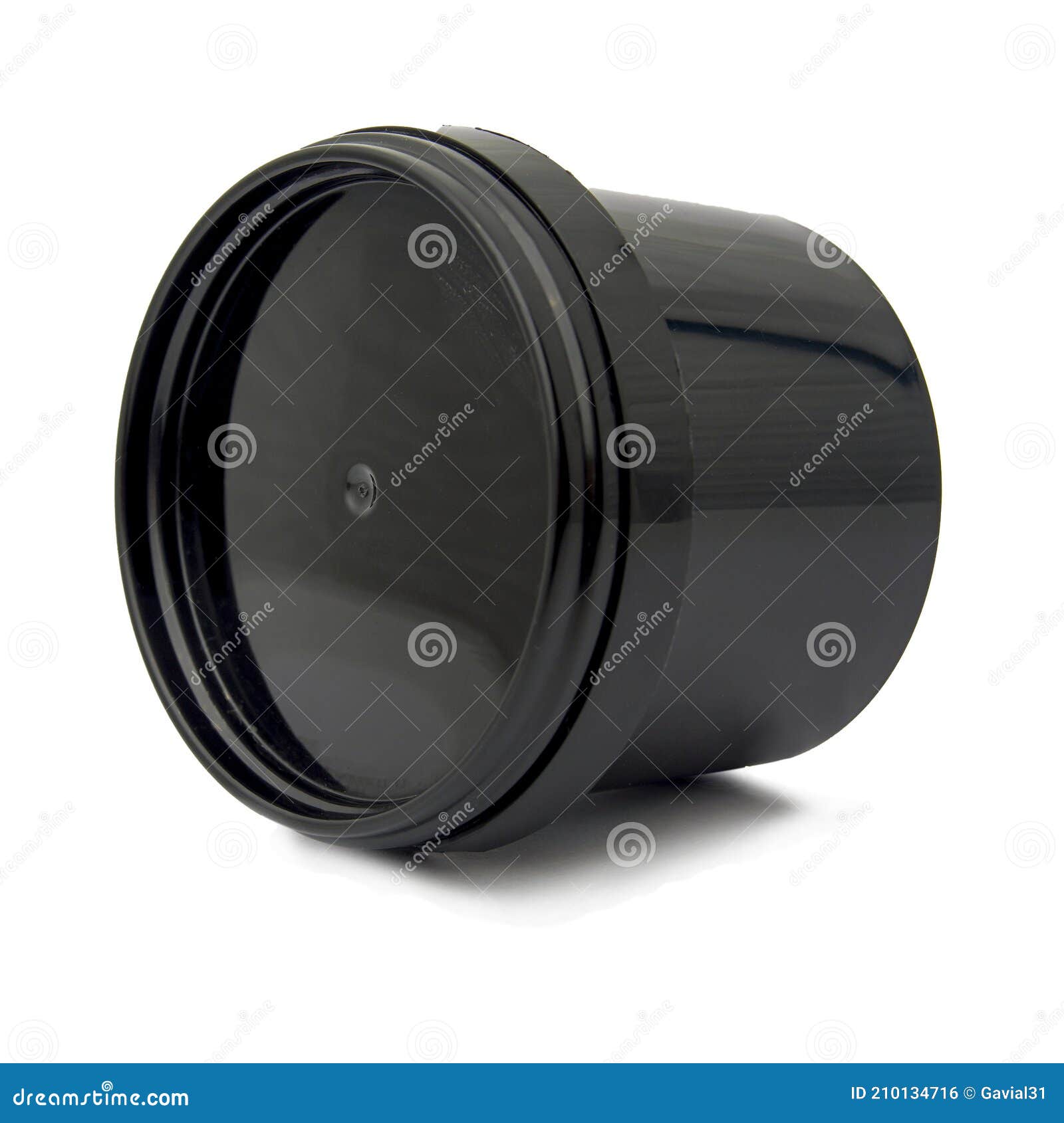 Black Round Plastic Container with Lid Isolated on White Background ...