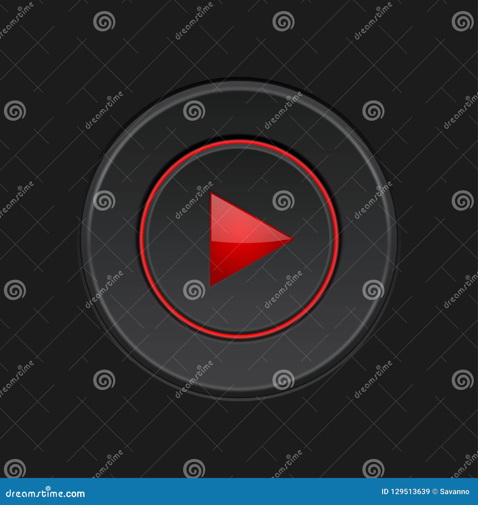 Black Round PLAY Button with Red Elements Stock Vector - Illustration ...