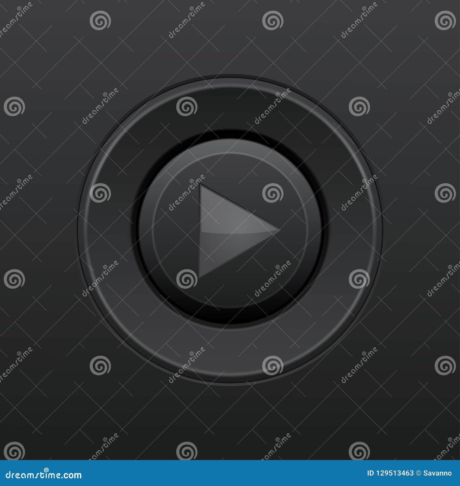 Black round PLAY button stock vector. Illustration of multimedia ...