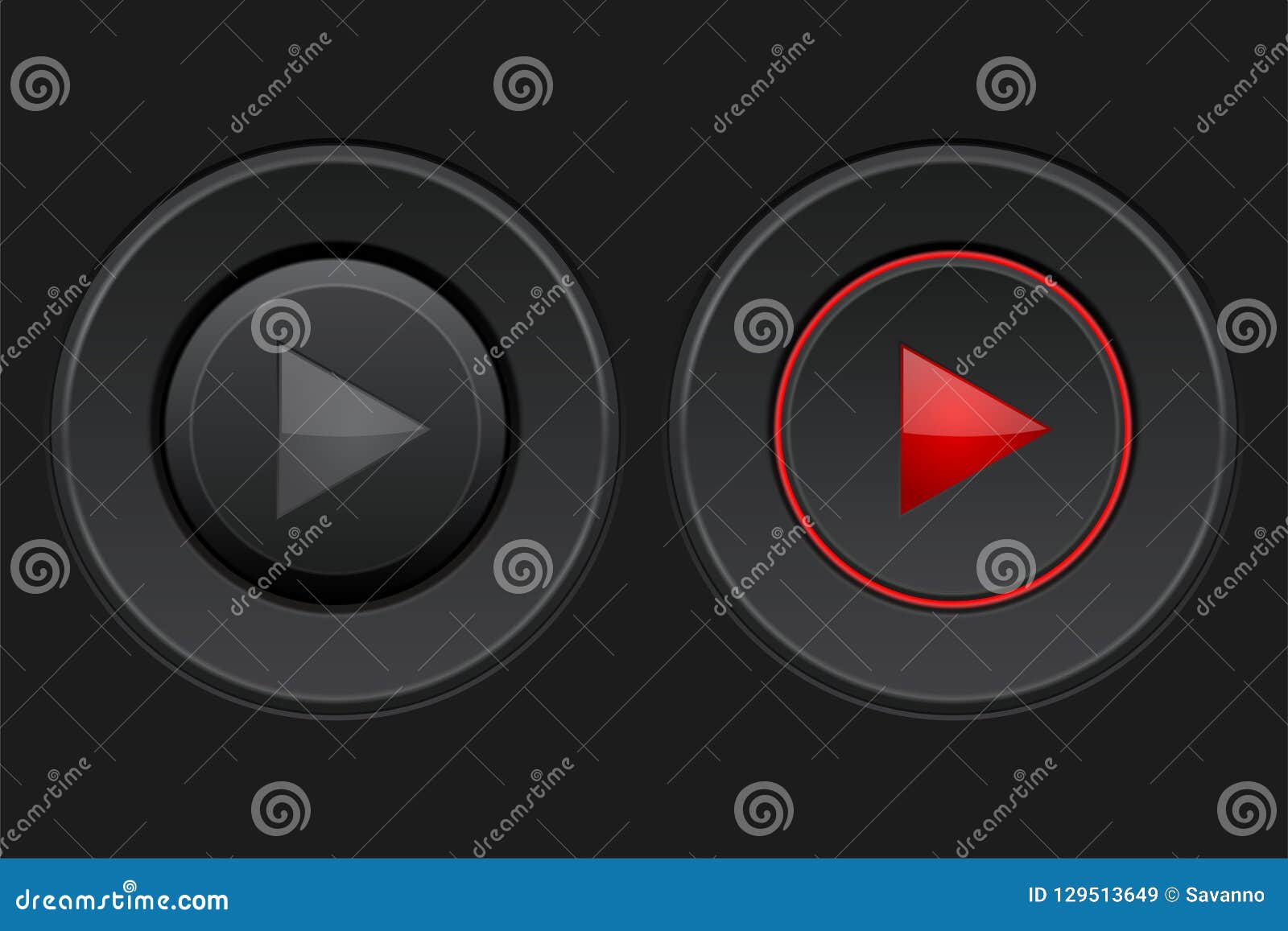 Black Round PLAY Buttons Set Stock Vector - Illustration of sign ...