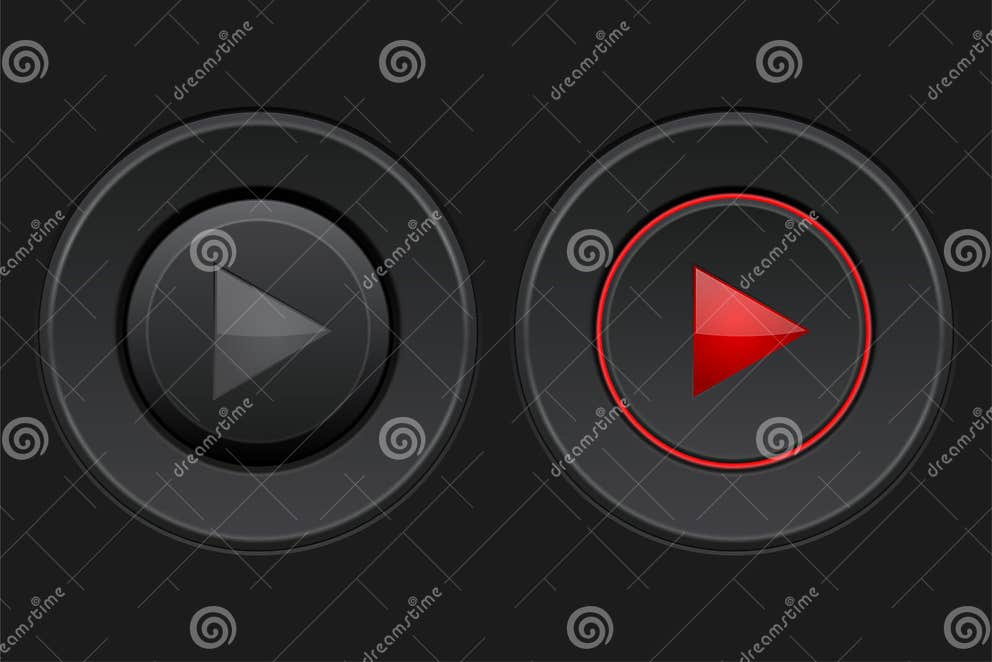Black Round PLAY Buttons Set Stock Vector - Illustration of sign ...