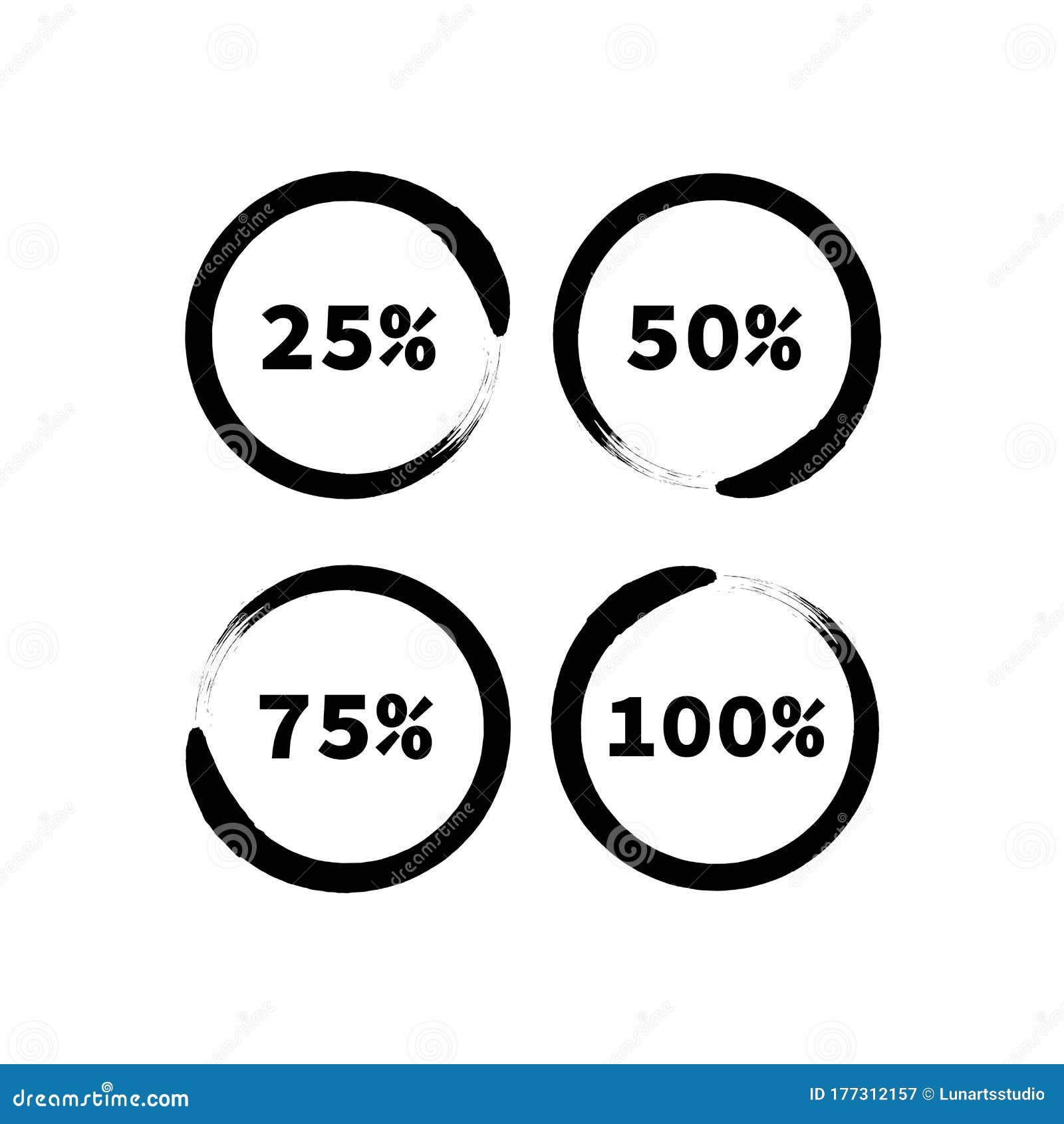 Black Round Progress Bars in Grunge Style. Progress Bar Elements ...