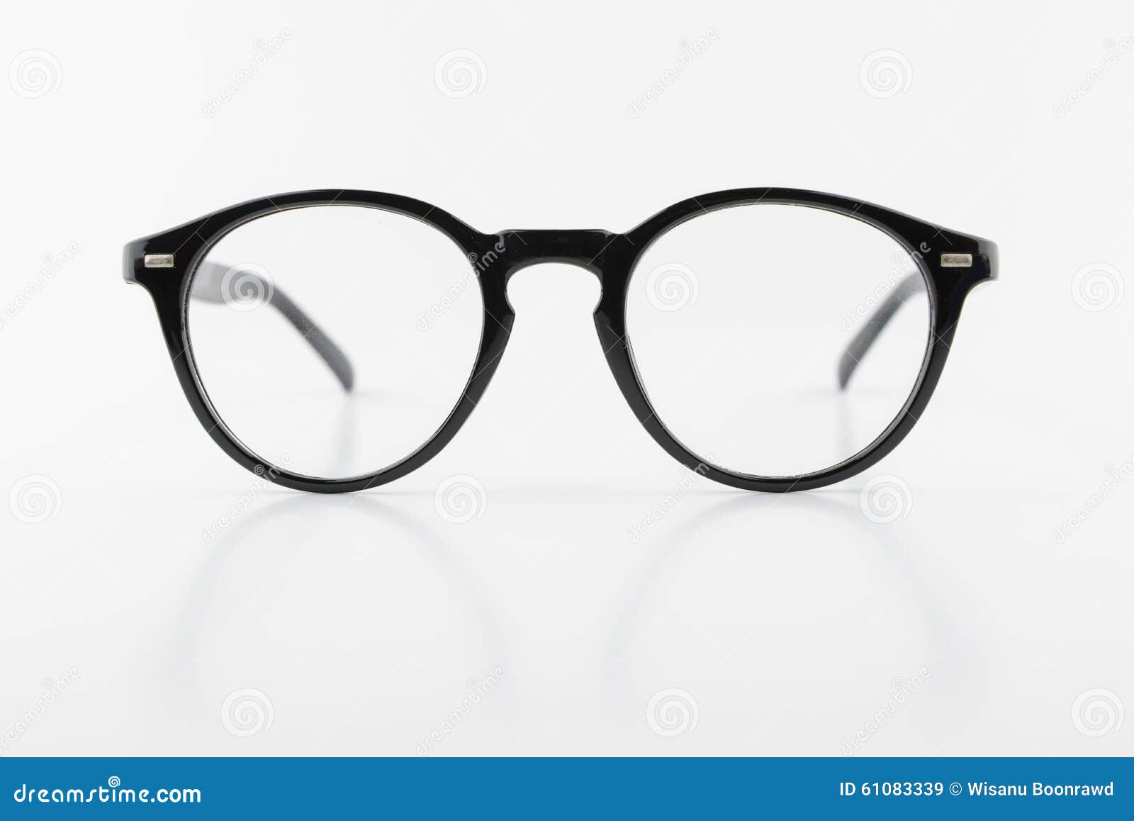Black Round Shape Eyeglasses, Vintage Style, Isolated White Back Stock ...