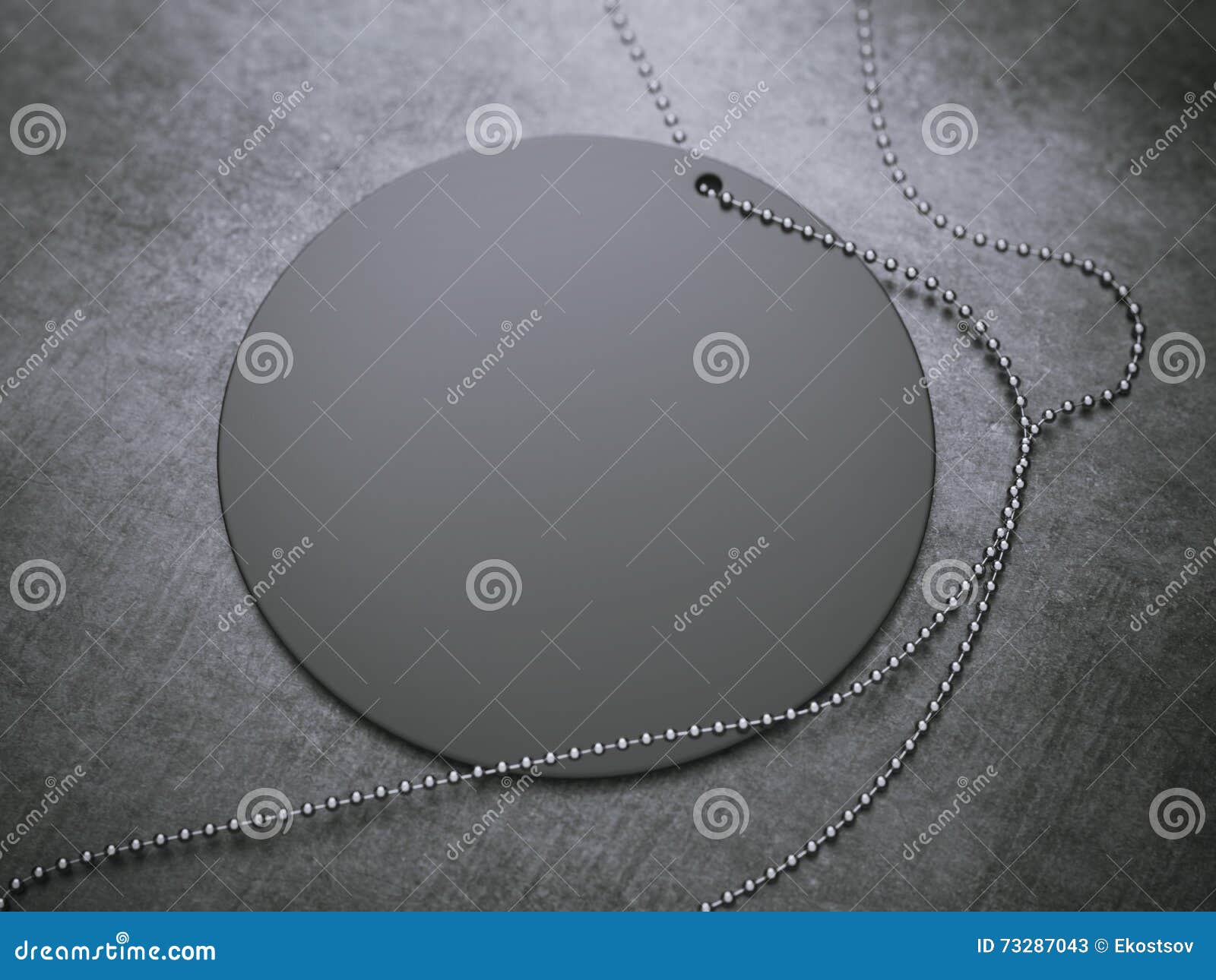Black Round Tag with Silver Chain. 3d Rendering Stock Illustration ...