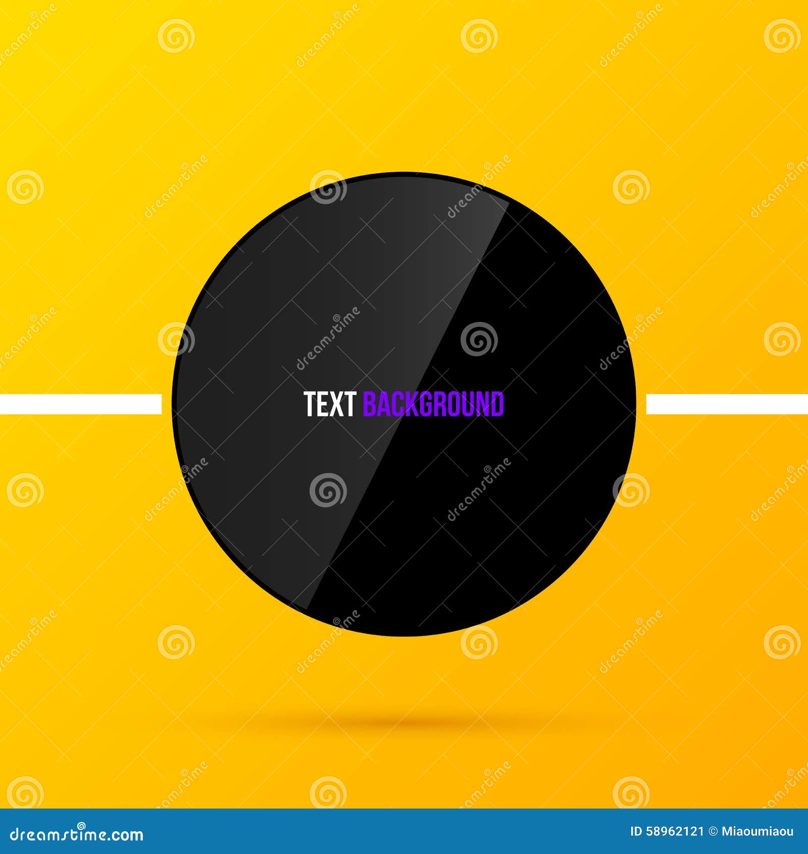 Black Round Text Frame Template on Bright Yellow Background in Modern ...