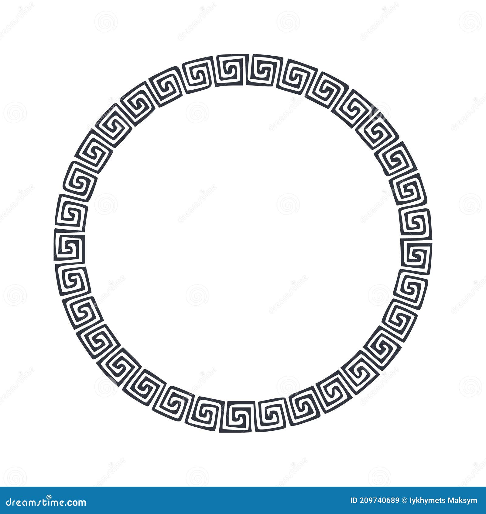 Black Rounded Corner Circle Floral Frame, Isolated on White Vector ...