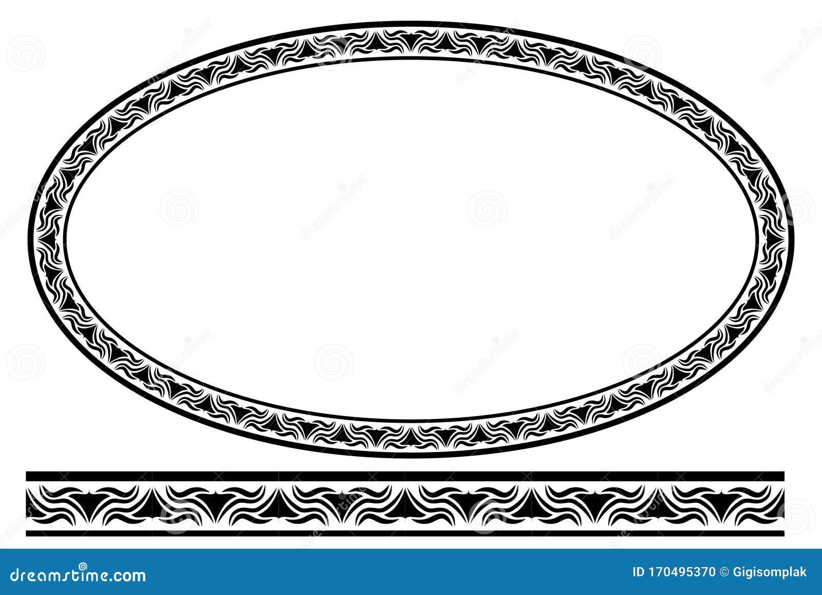 Vector Black Rounded Corner Oval Floral Frame, Isolated on White Stock ...