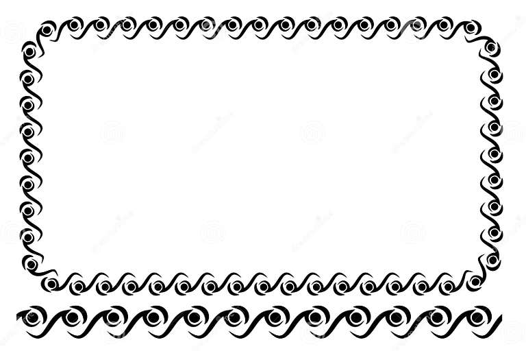 Vector Black Rounded Corner Rectangle Floral Frame, Isolated on White ...