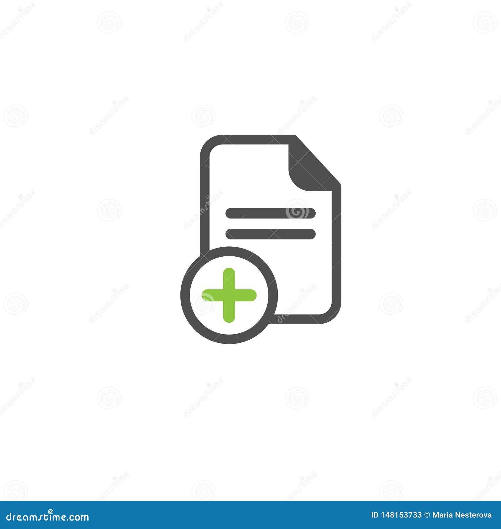 Black Rounded Document Sheet with Plus Sign. Flat Icon Isolated on ...