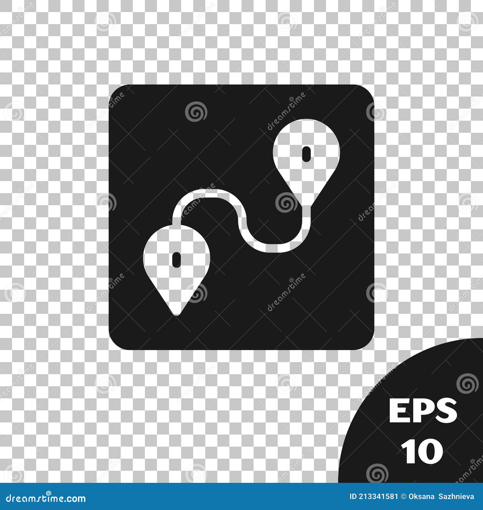 Black Route Location Icon Isolated on Transparent Background. Map ...