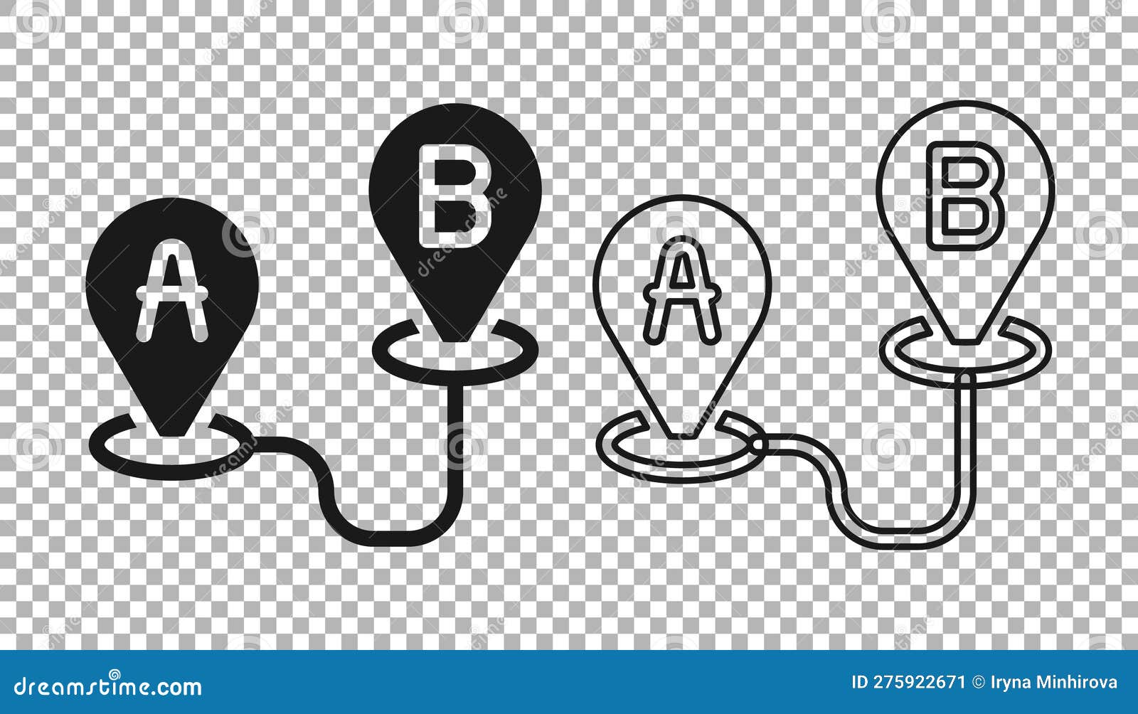 Black Route Location Icon On White Background. Flat Style. GPS ...