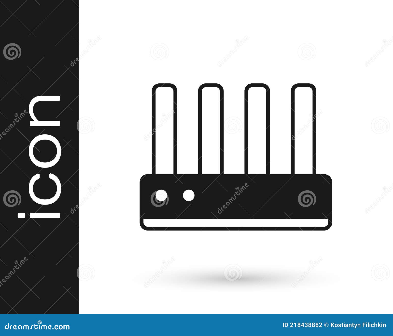 Black Router And Wi-fi Signal Icon Isolated On White Background ...