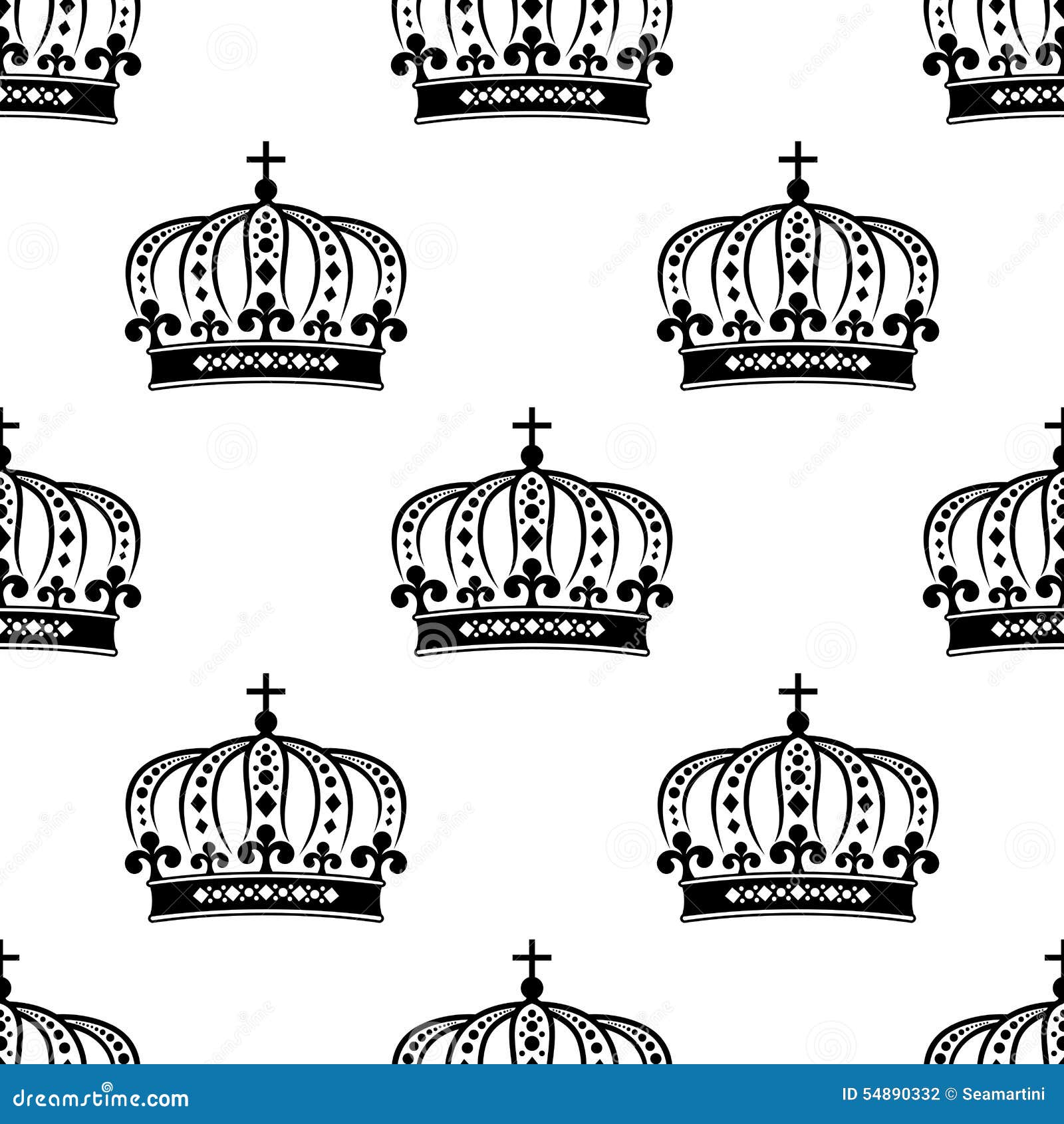 Black Royal Crown Seamless Pattern Stock Vector - Illustration of ...
