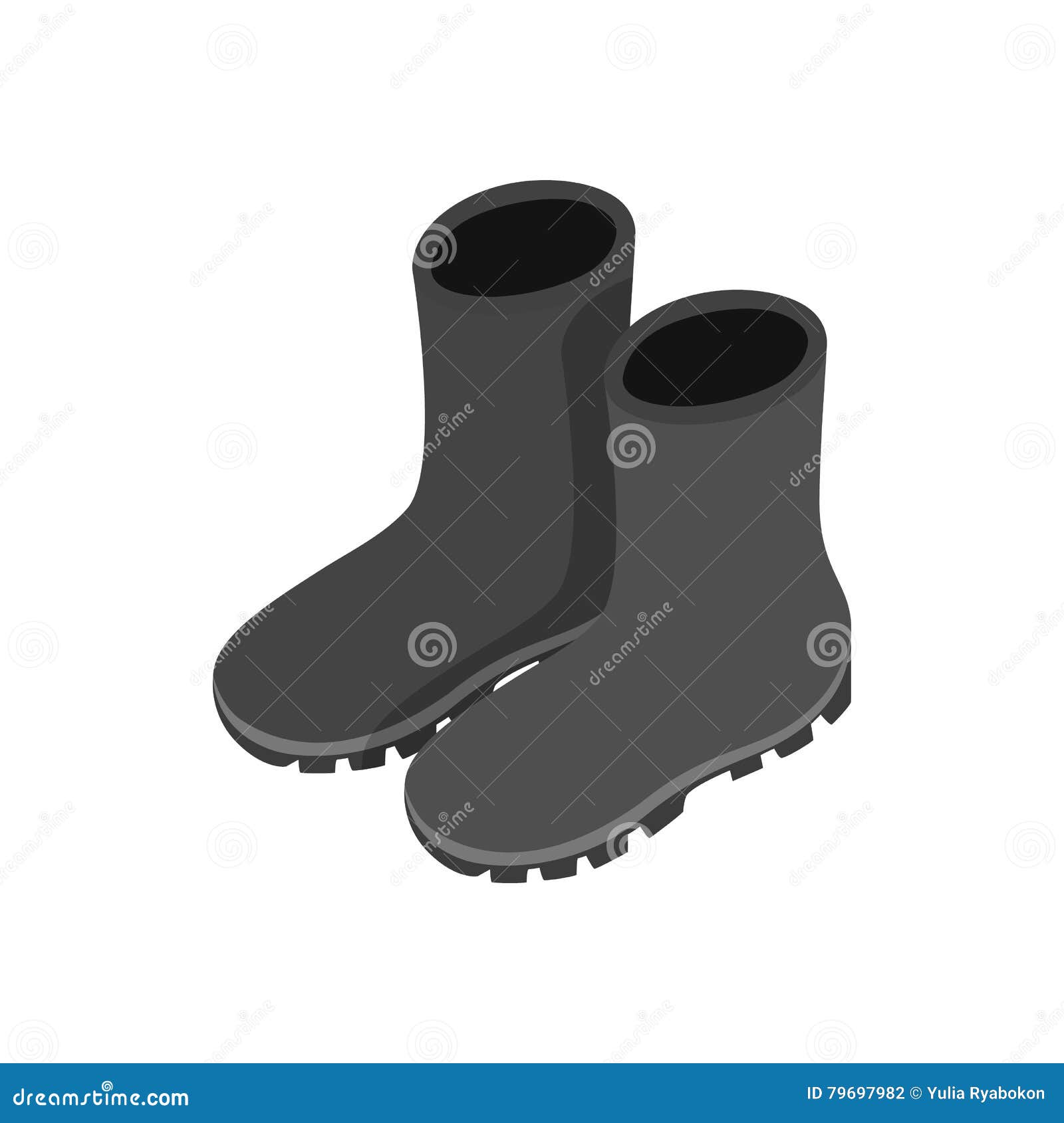 Black Rubber Boots Isometric 3d Icon Stock Vector - Illustration of ...