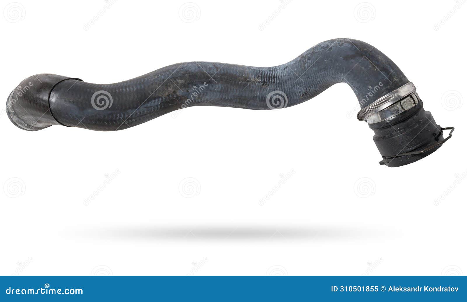 Black Rubber Hose of the Car Engine Cooling System on a White Isolated ...