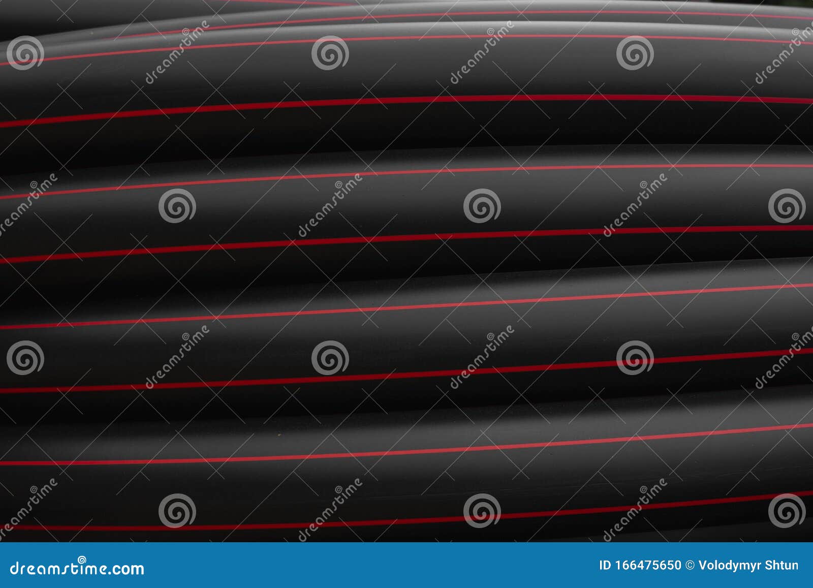 Black Rubber or Plastic Pipes with a Red Lines As a Construction ...