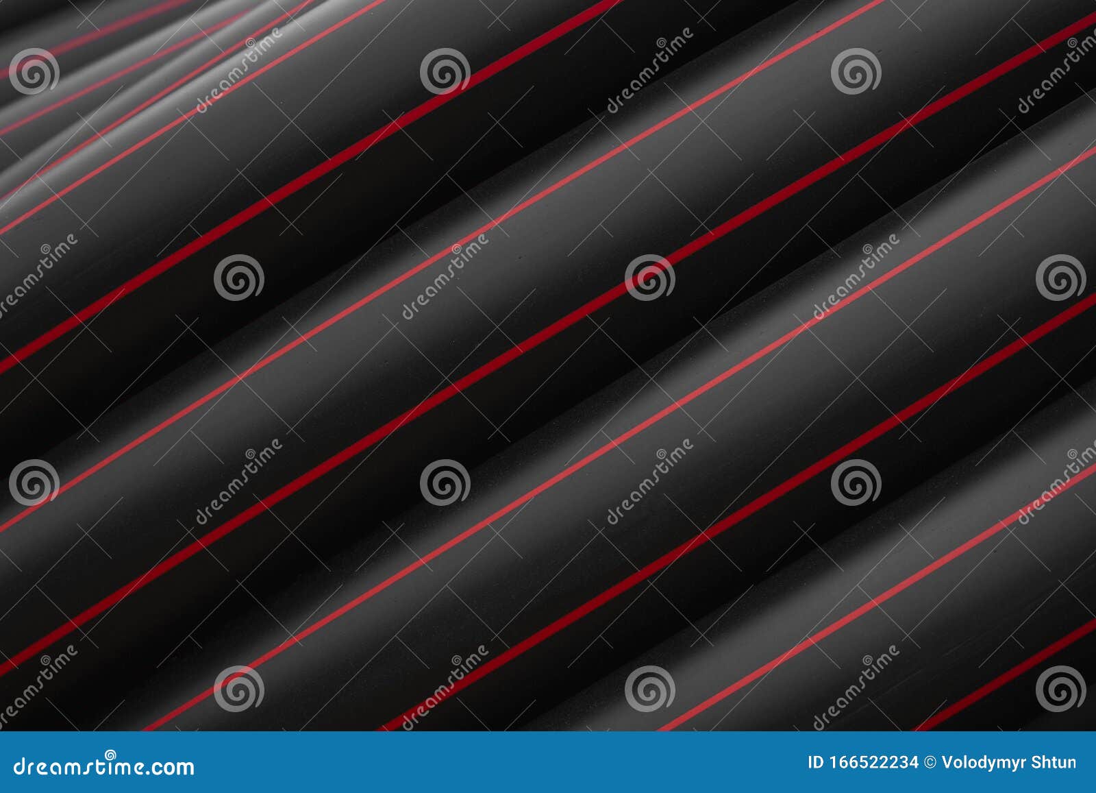 Black Rubber or Plastic Pipes with a Red Lines As a Construction ...