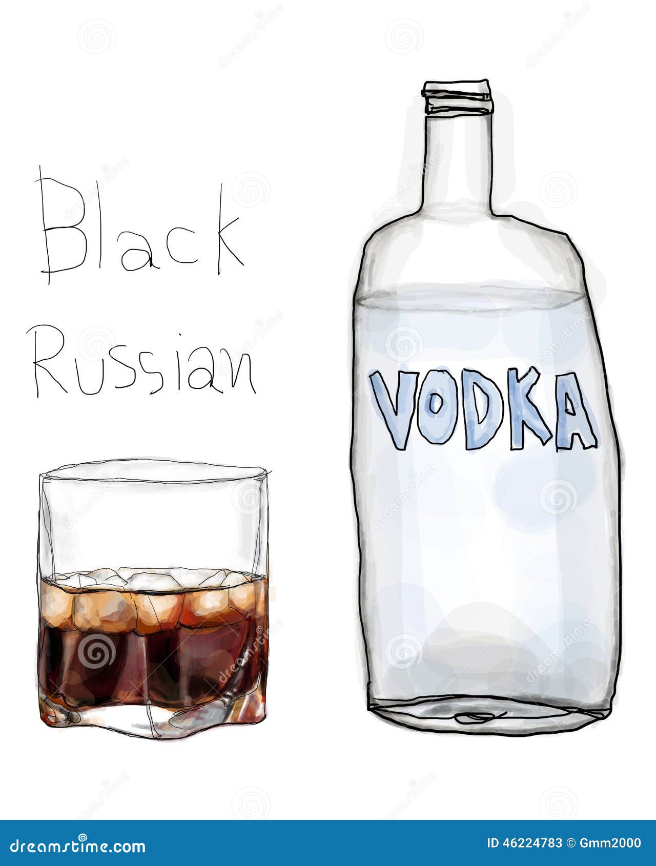 Black Russian and Vodka Art Stock Illustration - Illustration of ...