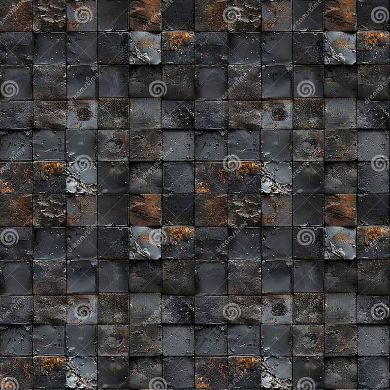 Black and Rust Tile Wall Pattern Stock Illustration - Illustration of ...