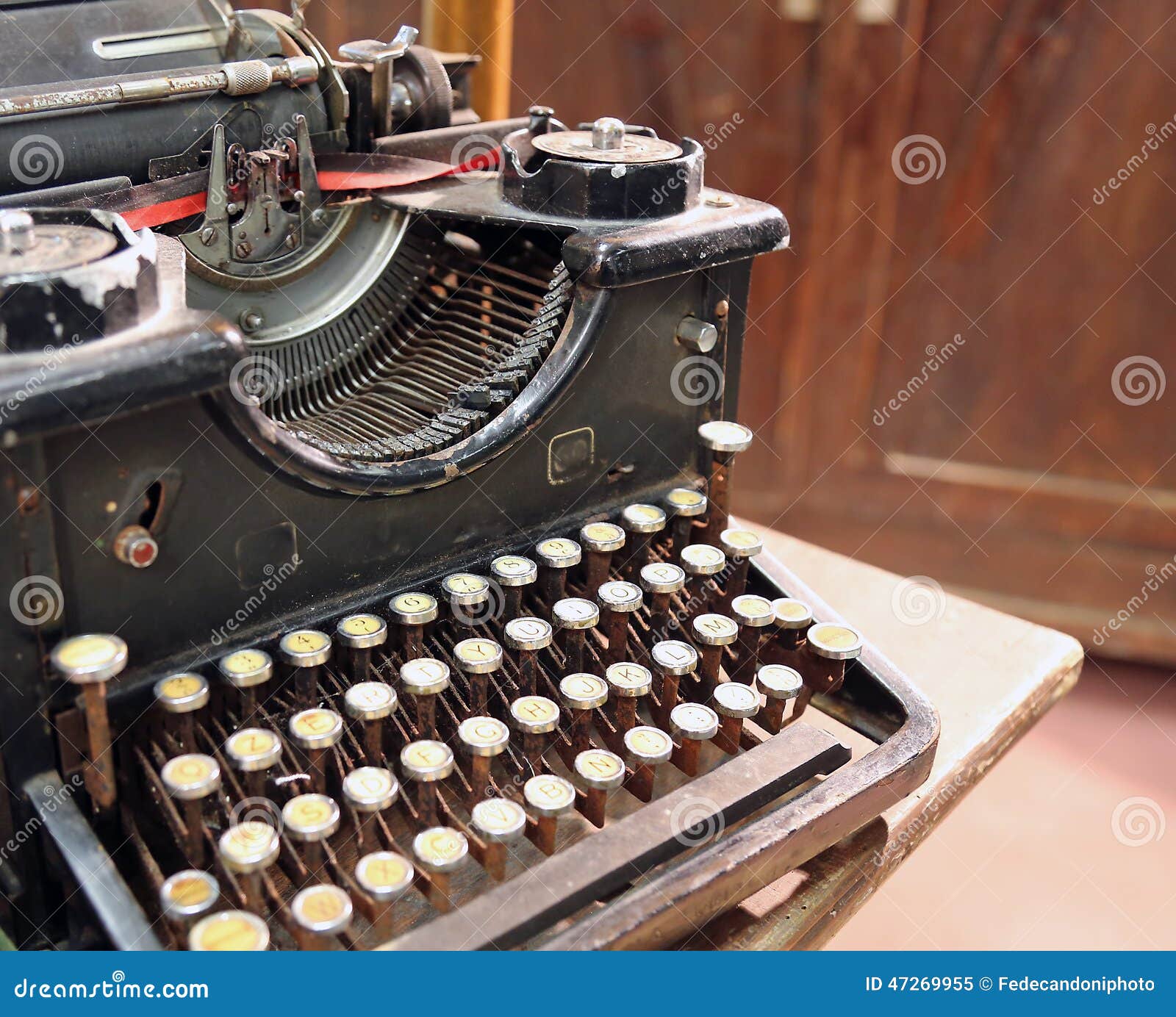 Black Rusty Typewriter with Round Keys Stock Image - Image of secretary ...