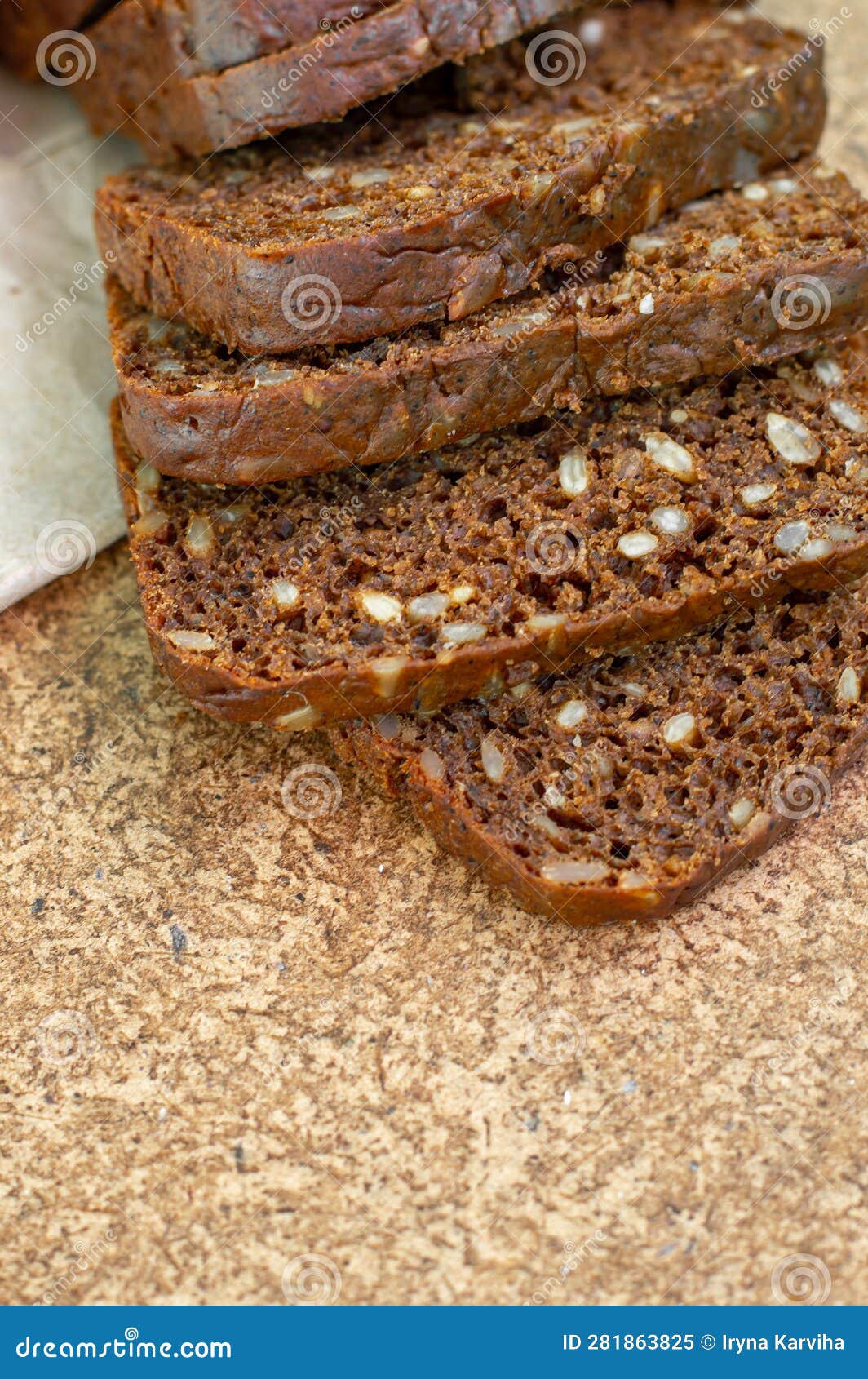 Black rye bread with seeds stock image. Image of fiber - 281863825