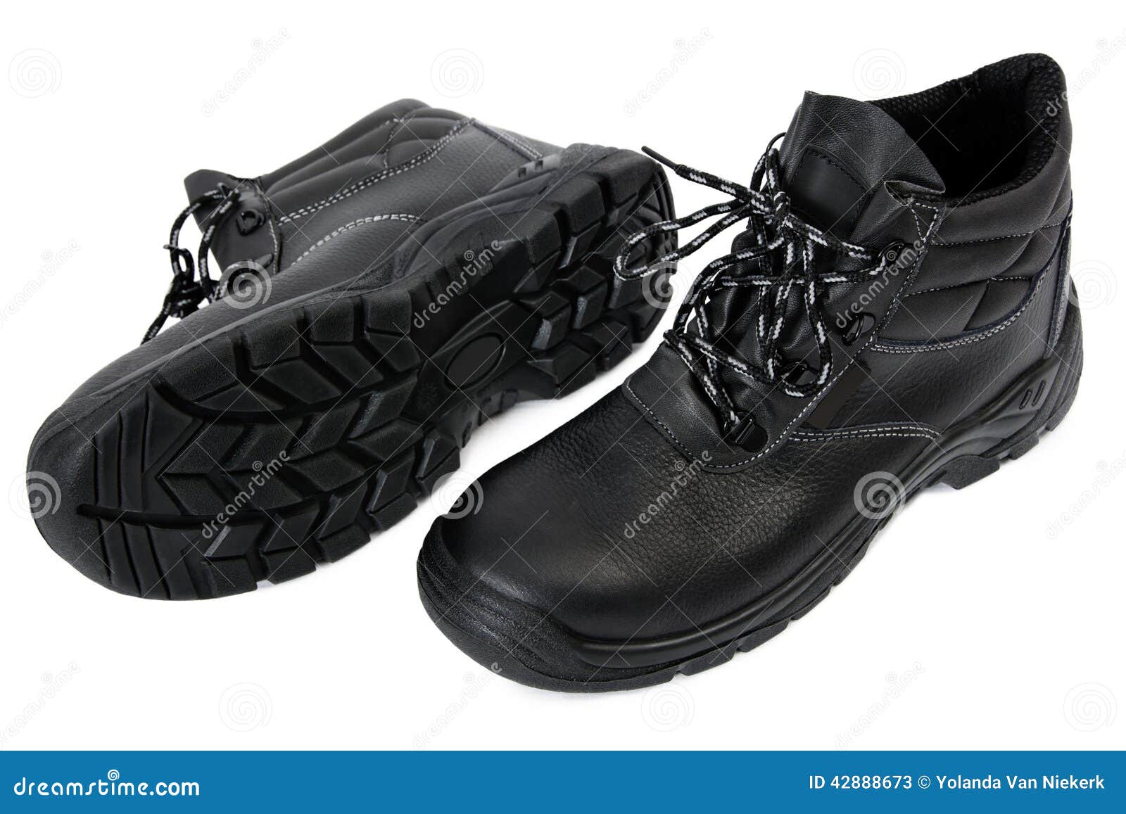 Black Safety Boots - Pair stock image. Image of footwear - 42888673