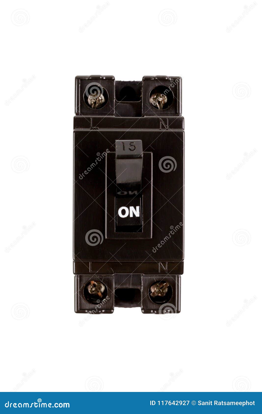 Black Safety Circuit Breakers Single-Pole 15 Amp. Stock Image - Image ...