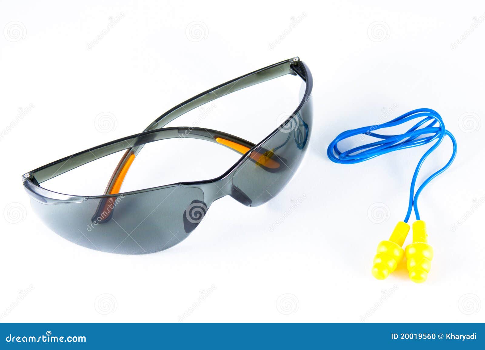 Black Safety Goggle and Earplug. Stock Photo - Image of care, personal ...