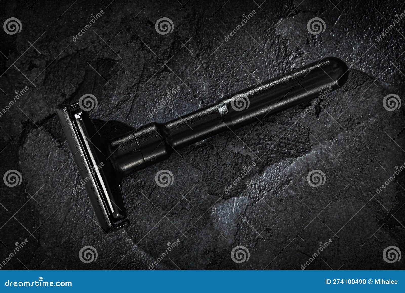 Black Safety Razor Barber Tool on Stone Slate Background Stock Photo ...