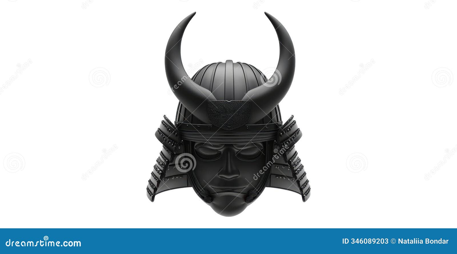 Black Samurai Helmet with Horns Isolated on Transparent Background ...