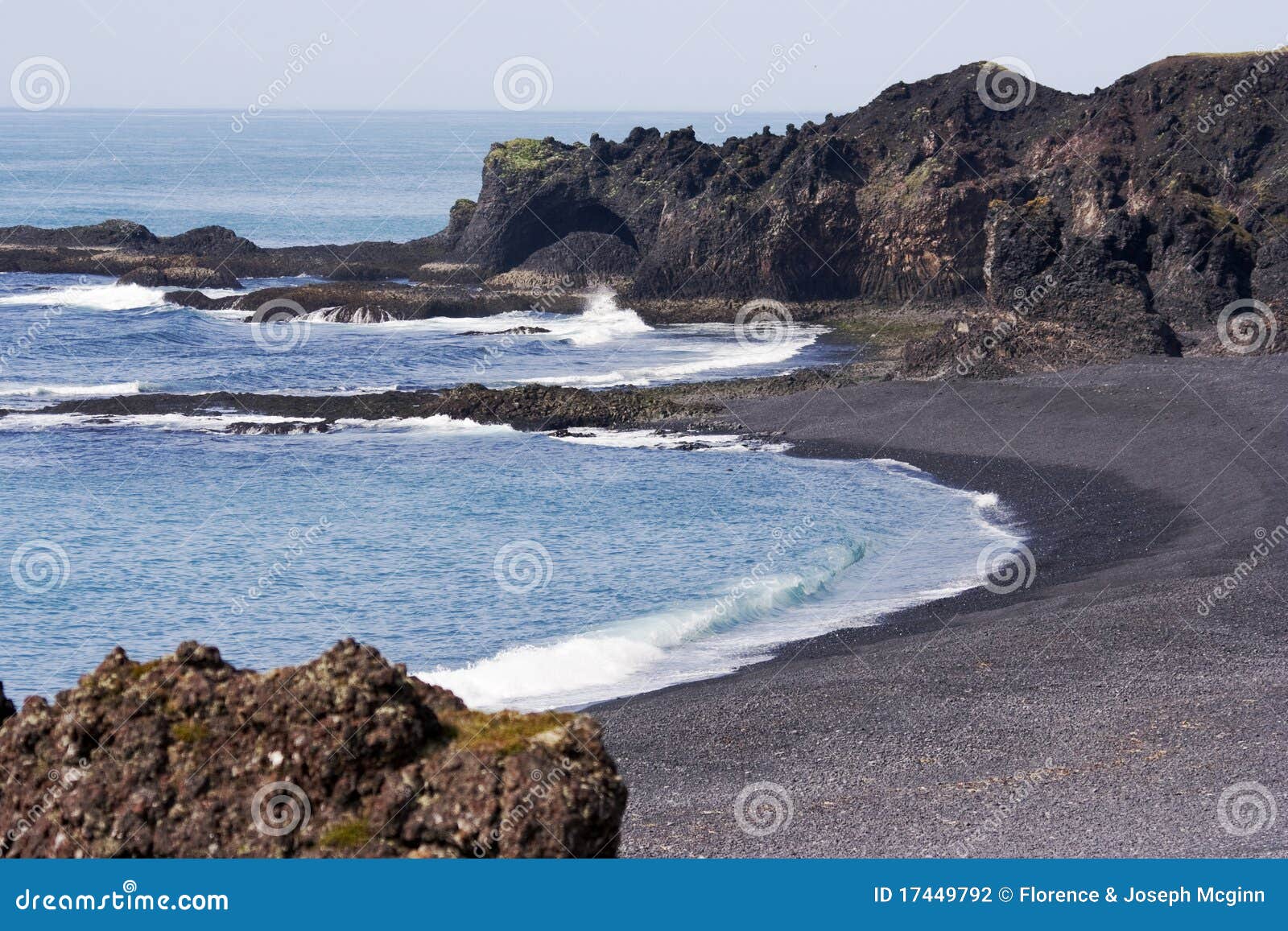 Black Sand Beach and Cove stock photo. Image of waves - 17449792